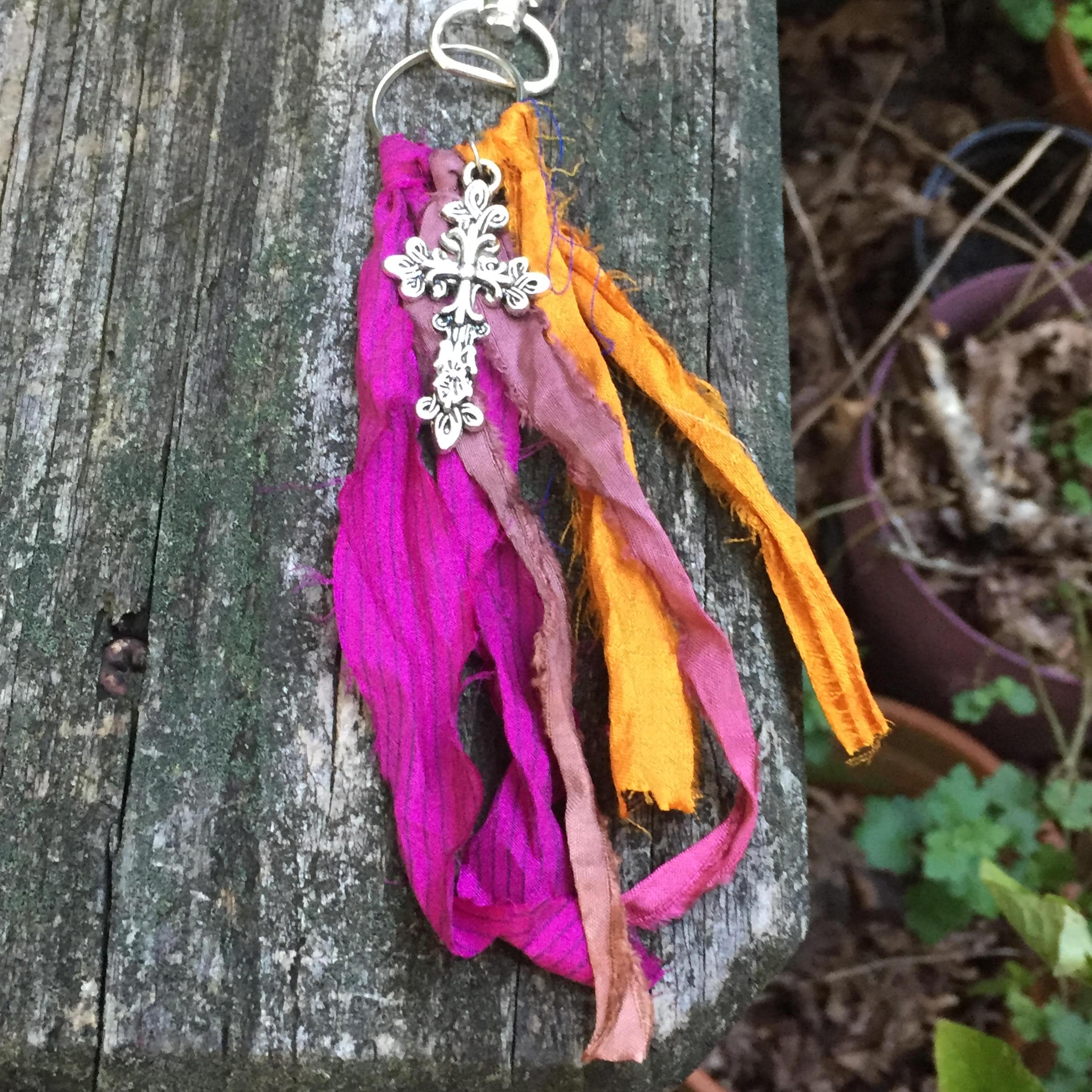 Boho Key Chain Boho Tassel Keychain Sari Silk Tassel Tassel - Etsy