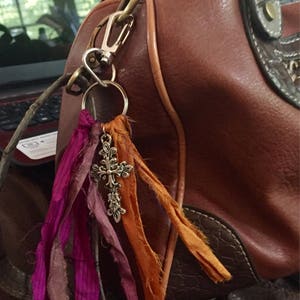 Boho Key Chain Boho Tassel Keychain Sari Silk Tassel Tassel - Etsy