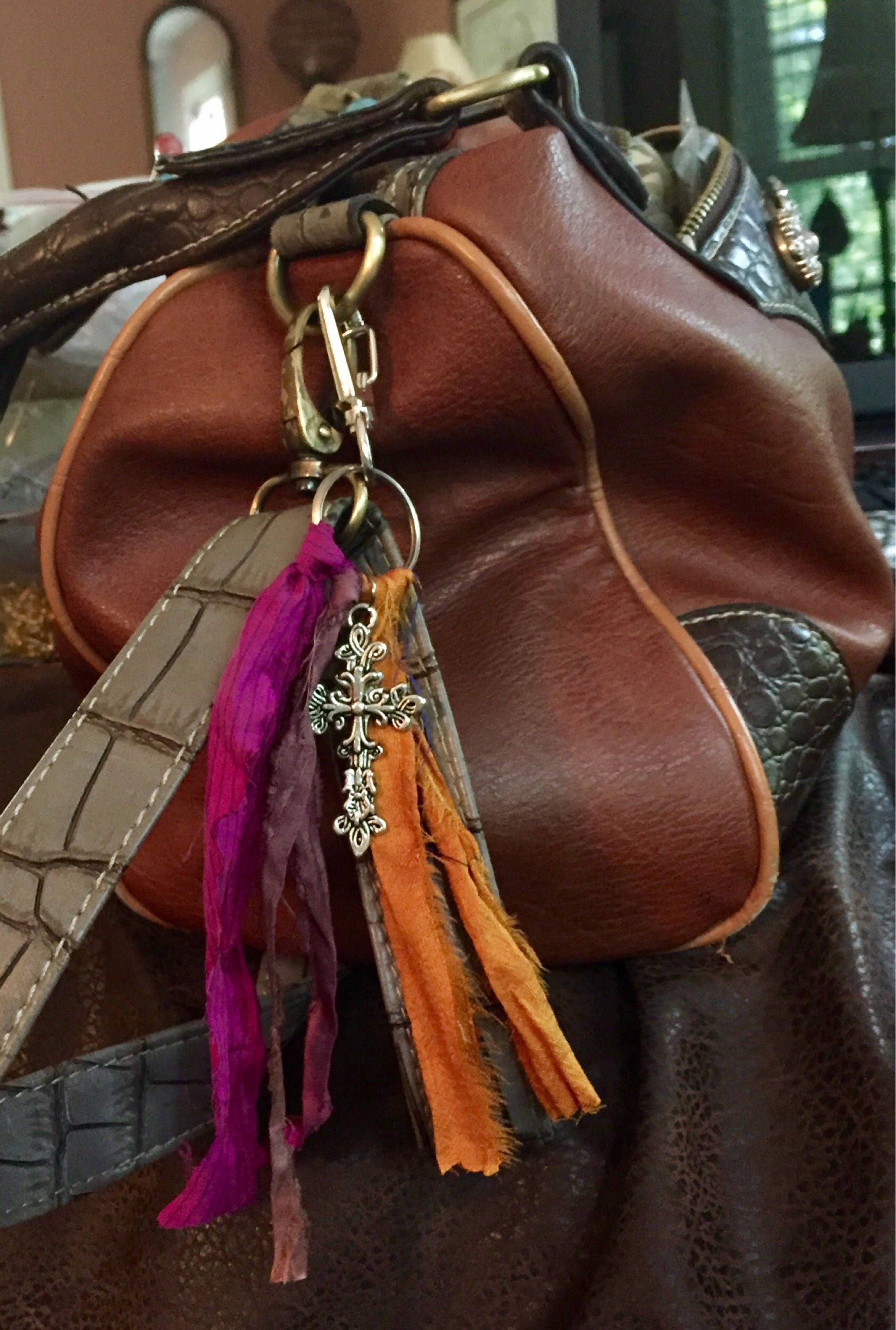 Boho Key Chain Boho Tassel Keychain Sari Silk Tassel Tassel - Etsy