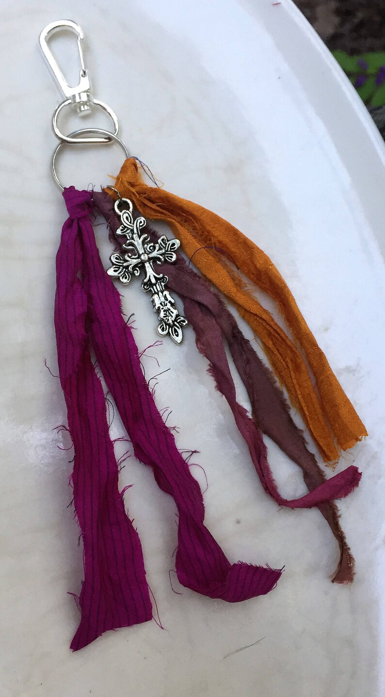 Boho Key Chain Boho Tassel Keychain Sari Silk Tassel Tassel - Etsy