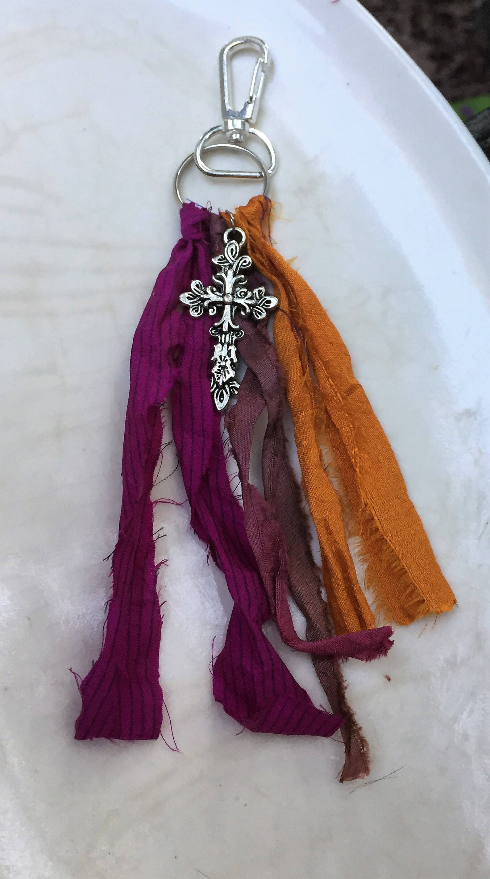 Boho Key Chain Boho Tassel Keychain Sari Silk Tassel Tassel - Etsy