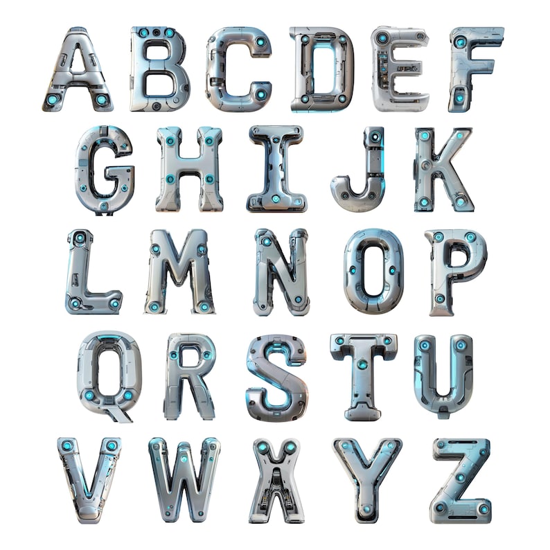 Robot Letters PNG, Bot Letters, Tech Theme Letters, Futuristic Theme ...