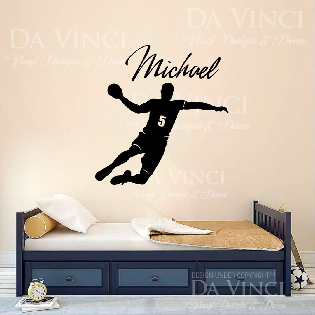 Handball Player Decal Custom Name Wall Personalized Vinyl Sticker Decor ...