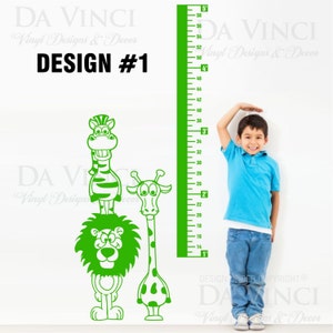 Height Chart Wall Decal Sticker Vinyl Animals Safari Baby Kid Boy Room ...