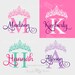 Princess Custom Name Monogram Initial Crown Vinyl Wall Room Decal ...