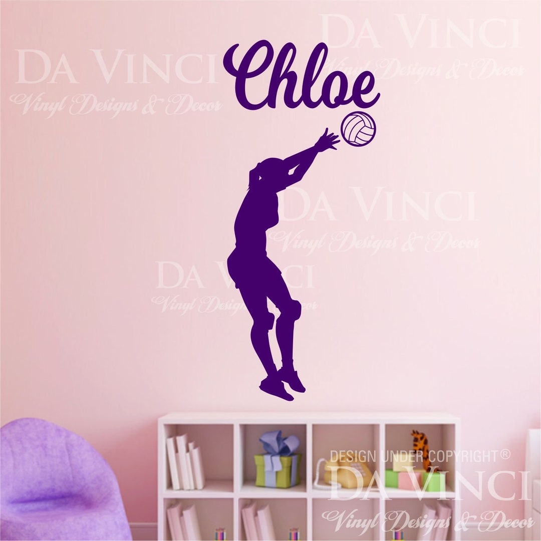 Volleyball Player Decal Girl Custom Name Wall Personalized Vinyl ...