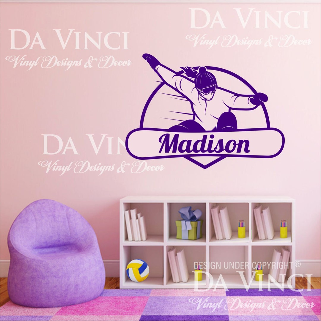 Snowboard Snowboarding Decal Custom Girl Name Wall Personalized Vinyl ...