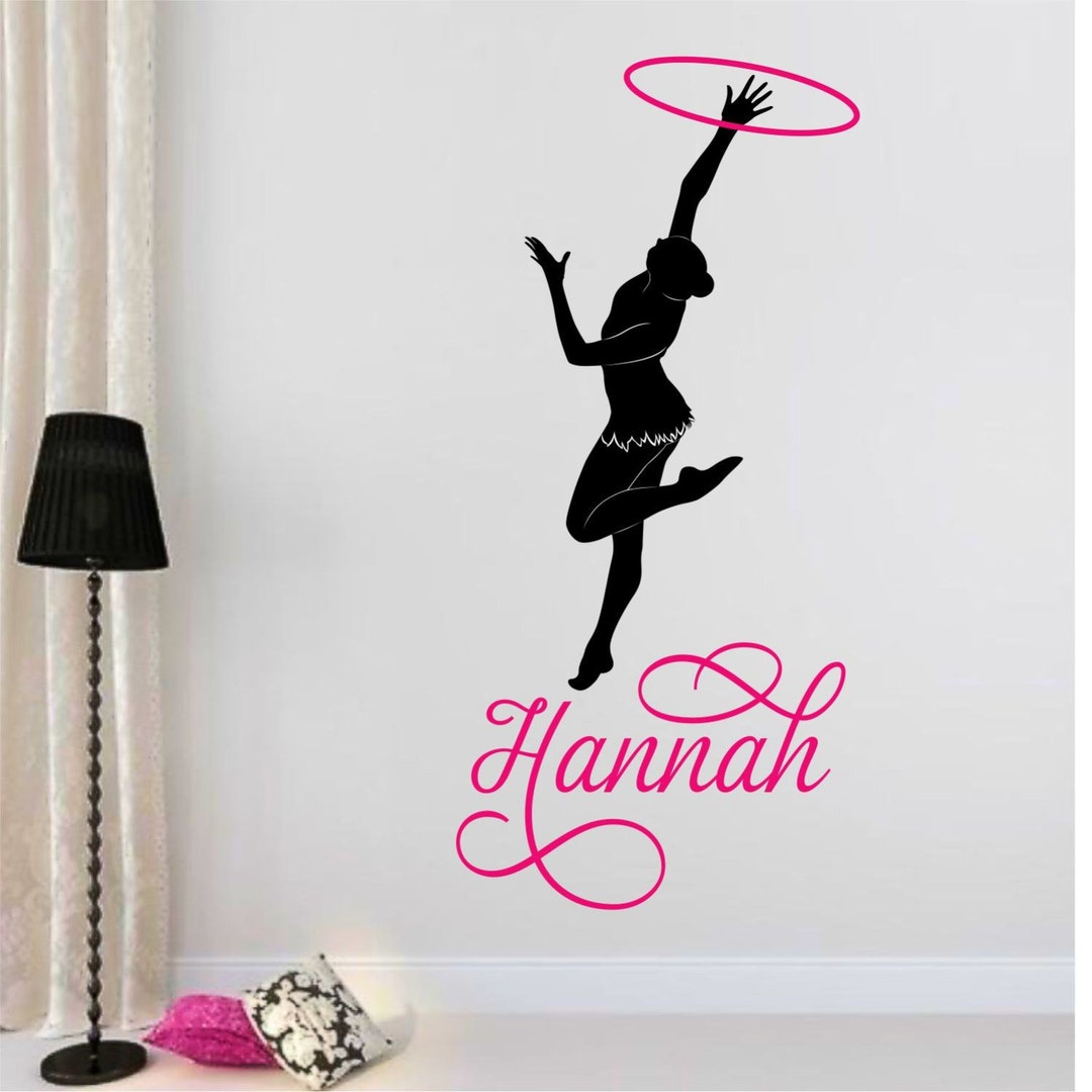 Gymnast Gymnastics Dance Hula Hoop Custom Personalized Name Wall Decal ...