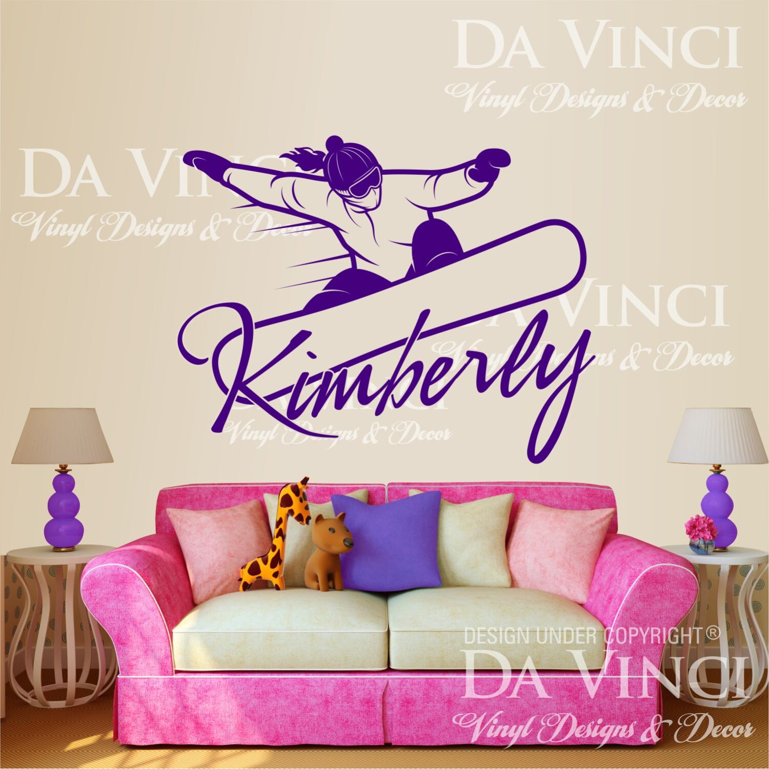 Snowboard Snowboarding Decal Custom Girl Name Wall Personalized Vinyl ...