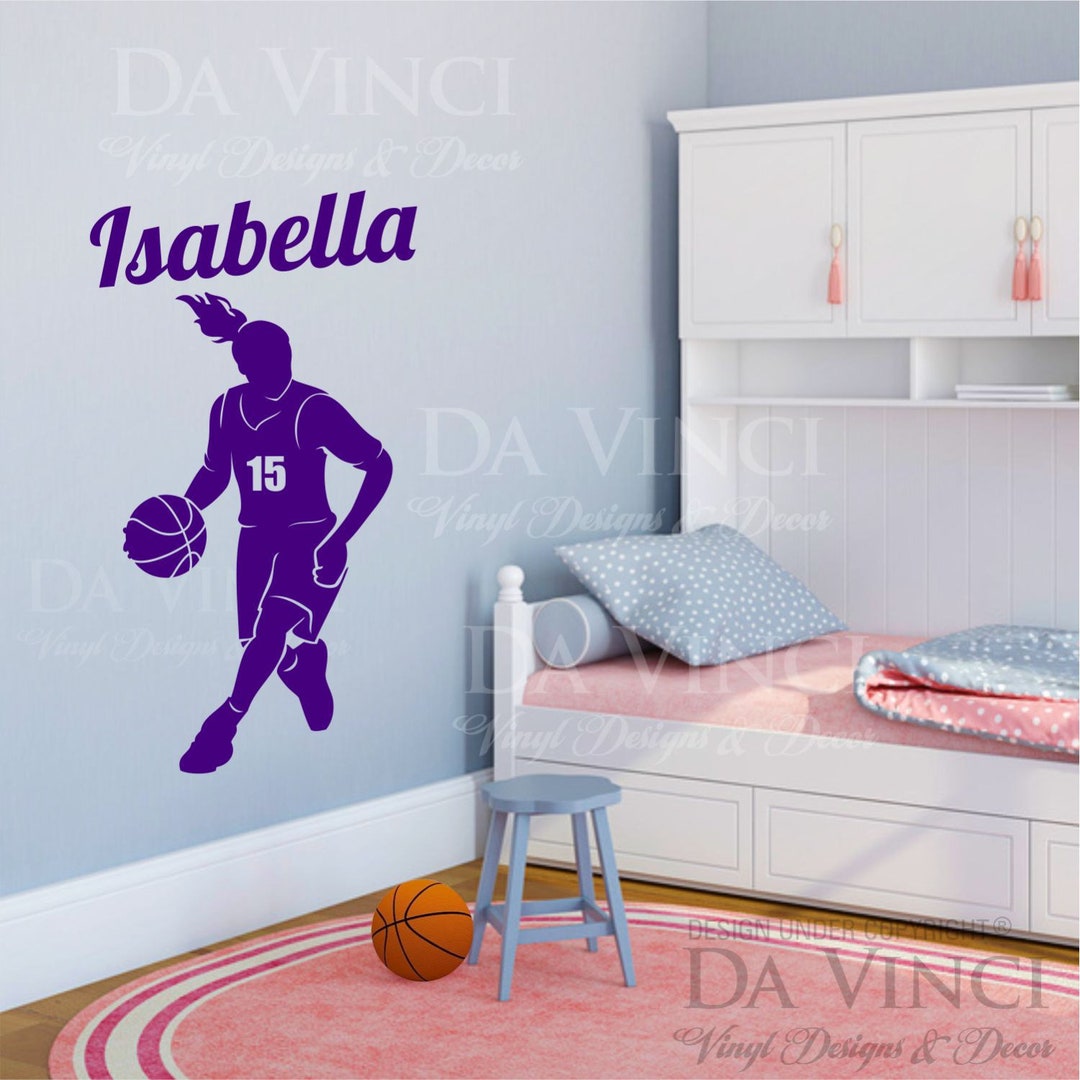 Basketball Player Dribbling Decal Girl Custom Name Wall Personalized ...