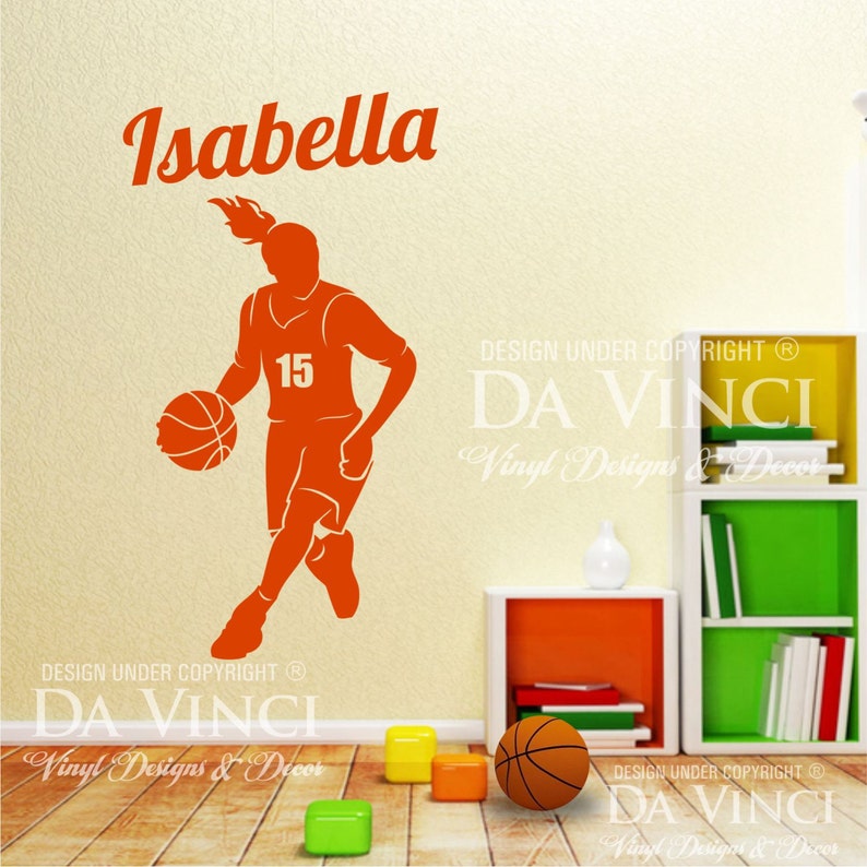 Basketball Player Dribbling Decal Girl Custom Name Wall | Etsy
