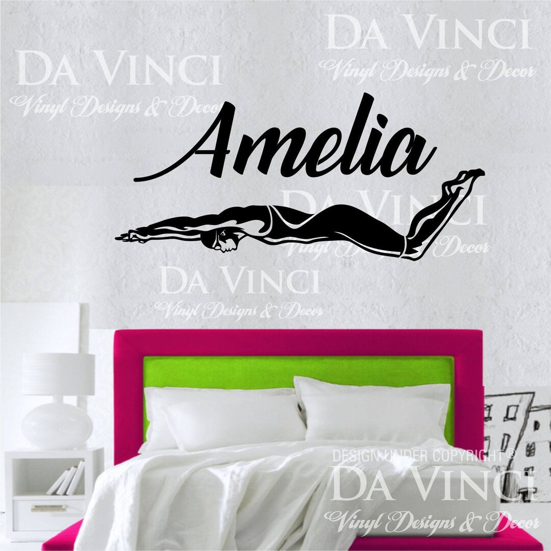 Swim Swimmer Swimming Decal Girl Custom Name Wall Personalized Vinyl ...
