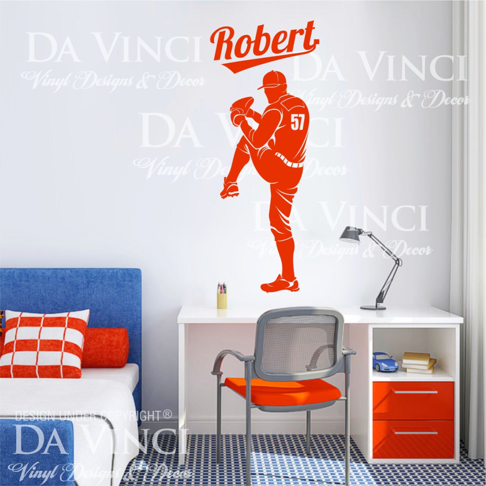 Baseball Pitcher Player Decal Custom Name Wall Personalized - Etsy