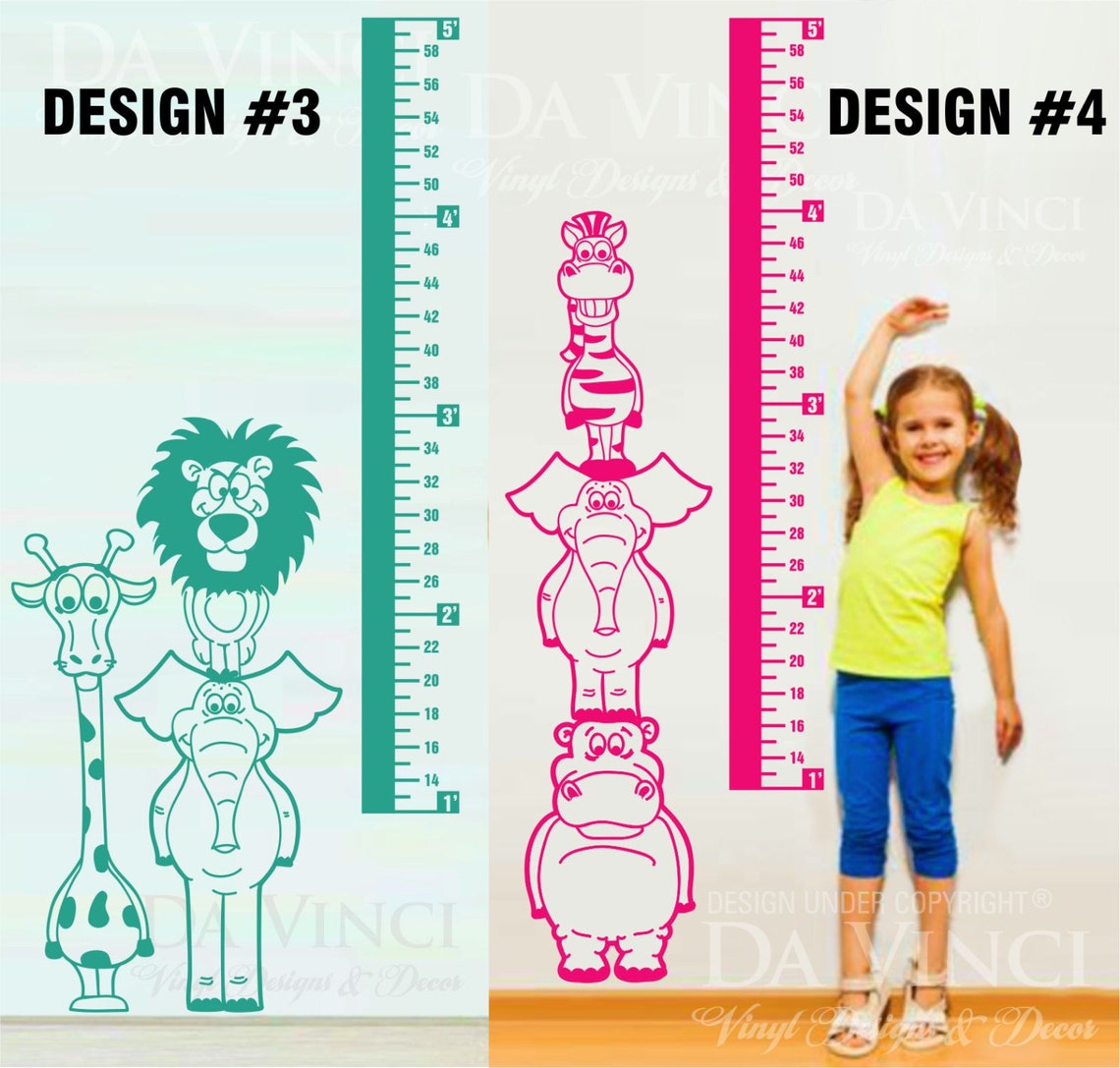 Height Chart Wall Decal Sticker Vinyl Animals Safari Baby Kid | Etsy