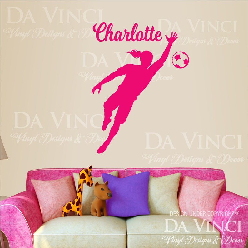 Soccer Player Goalkeeper Girl Decal Custom Name Wall - Etsy