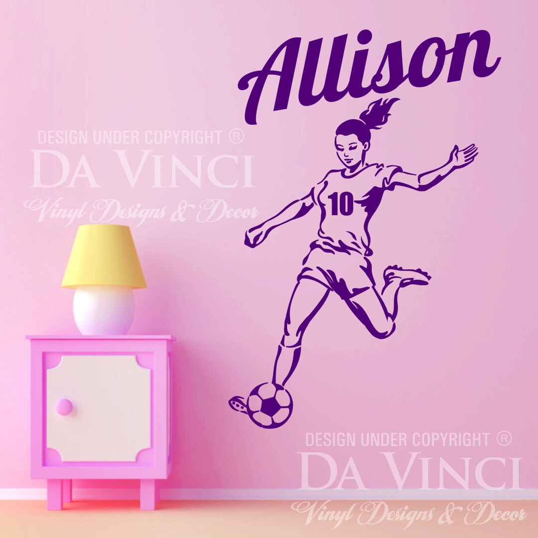 Soccer Player Wall Room Personalized Custom Girl Women Name Vinyl Wall ...