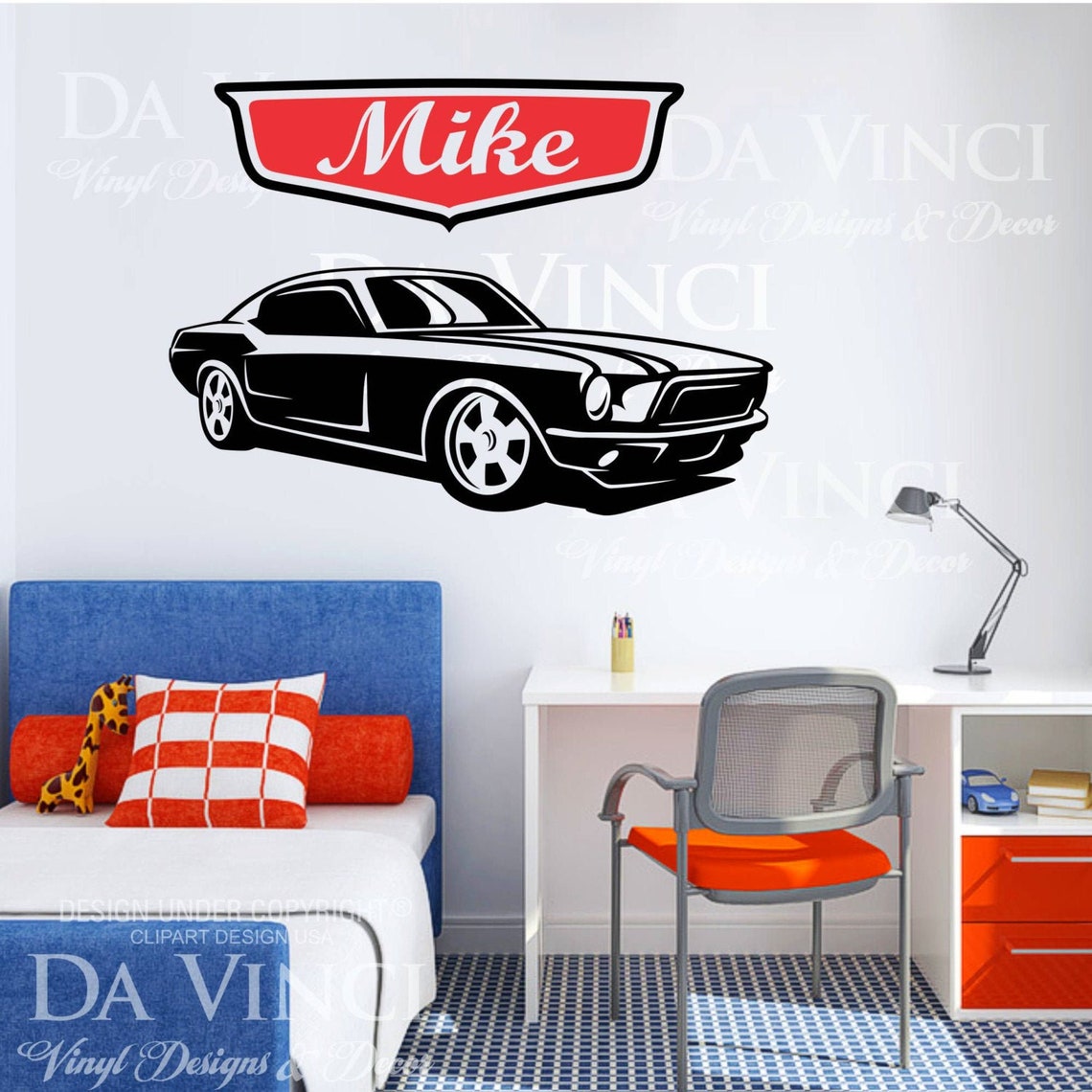 Cars Classic Wheels Sport Racecar Custom Wall Room Name Vinyl | Etsy