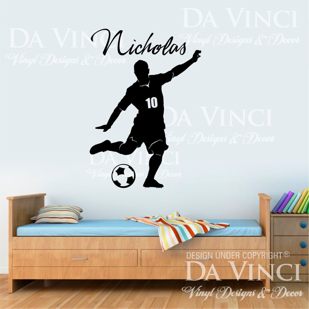 Soccer Player Decal Custom Name Wall Room Personalized Vinyl Sticker ...