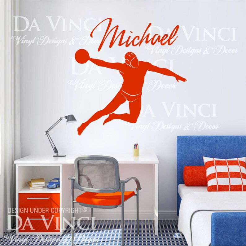 Water Polo Player Decal Custom Name Wall Personalized Vinyl Sticker ...