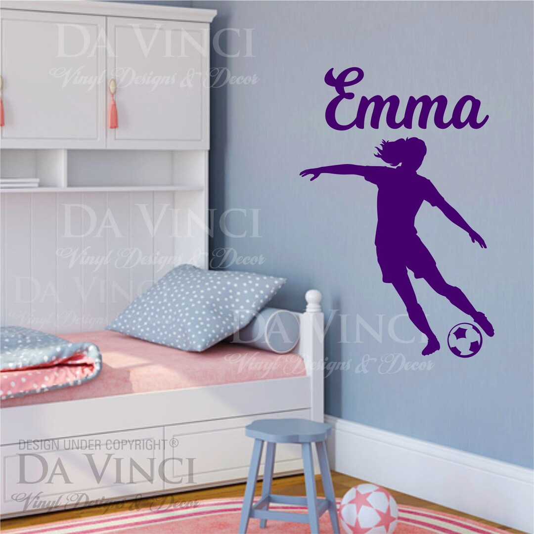 Soccer Player Girl Decal Custom Name Wall Room Personalized Vinyl ...