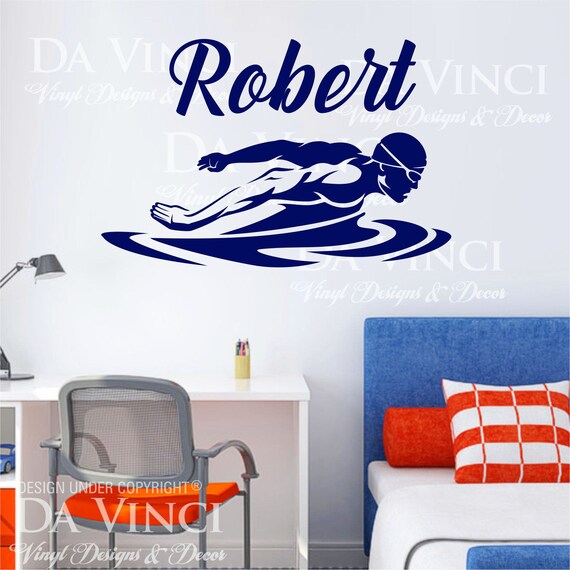 Swim Swimmer Swimming Decal Custom Name Wall Personalized | Etsy