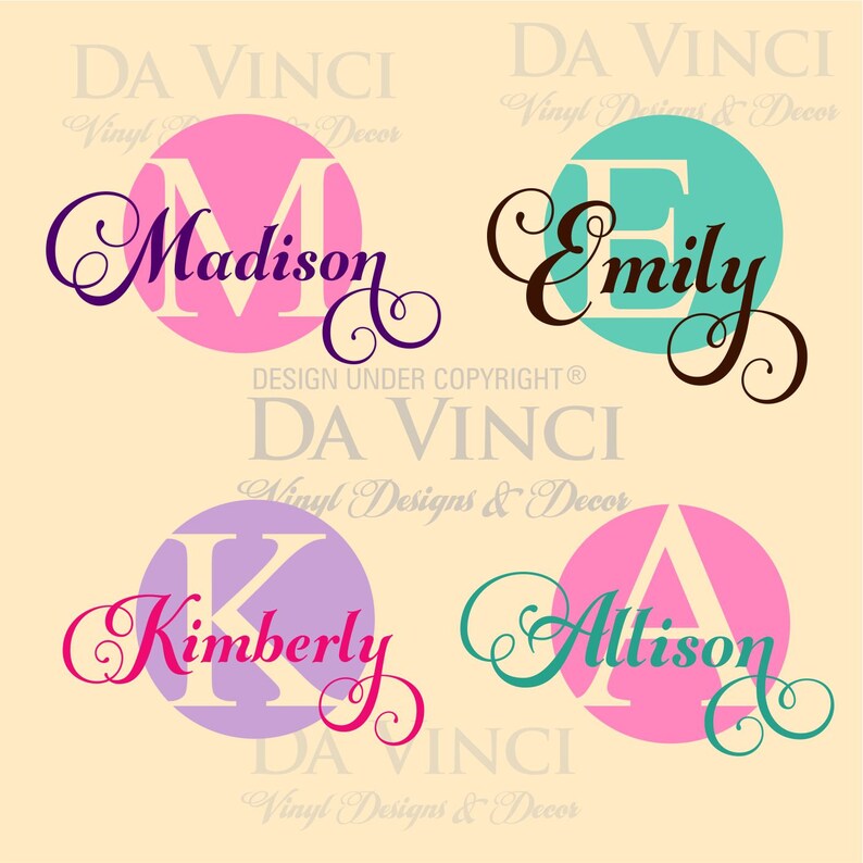 Custom Name Monogram Initial Letters Vinyl Wall Room Decal | Etsy