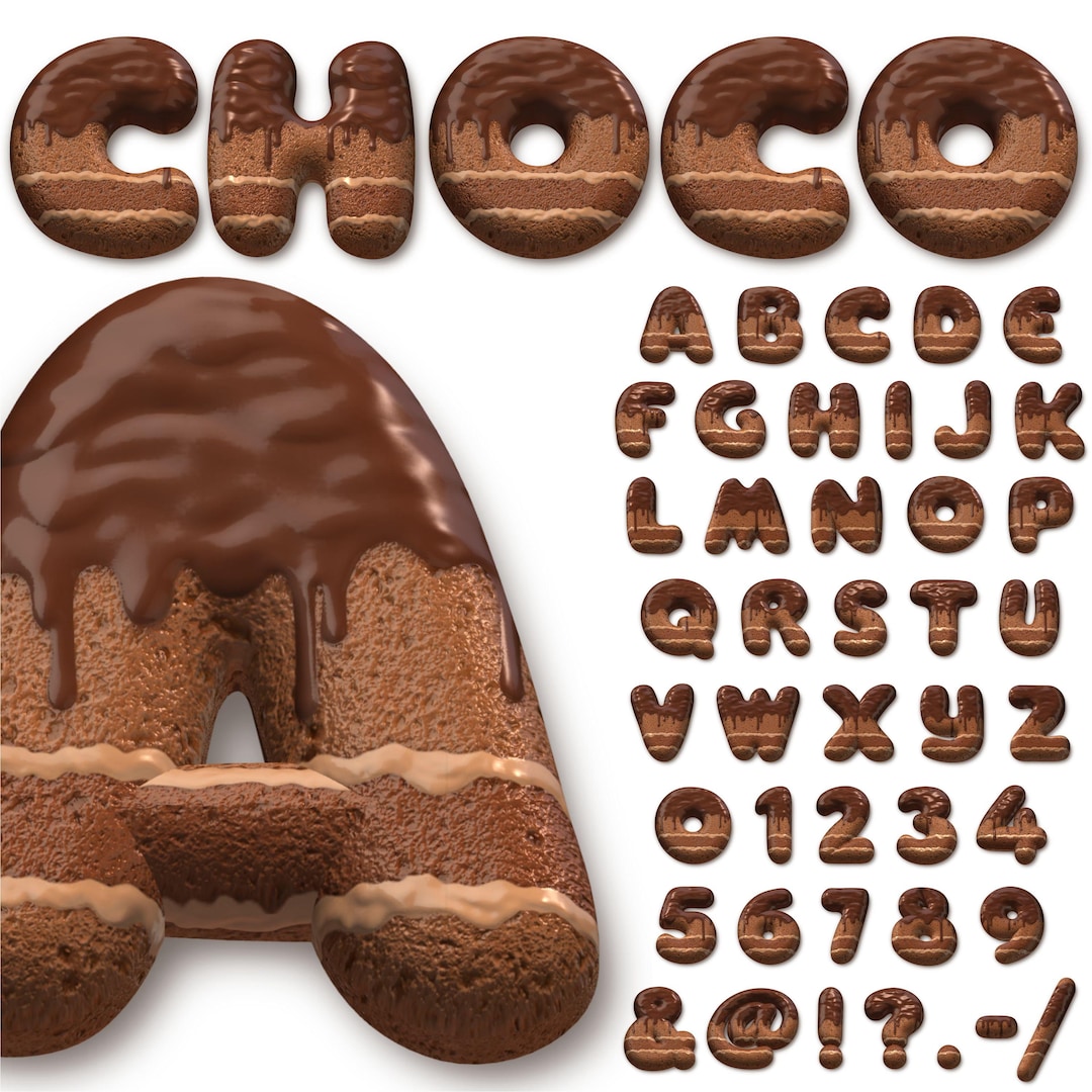Chocolate Cookie Alphabet PNG, 3D Chocolate Cookie, Cookie Clipart ...