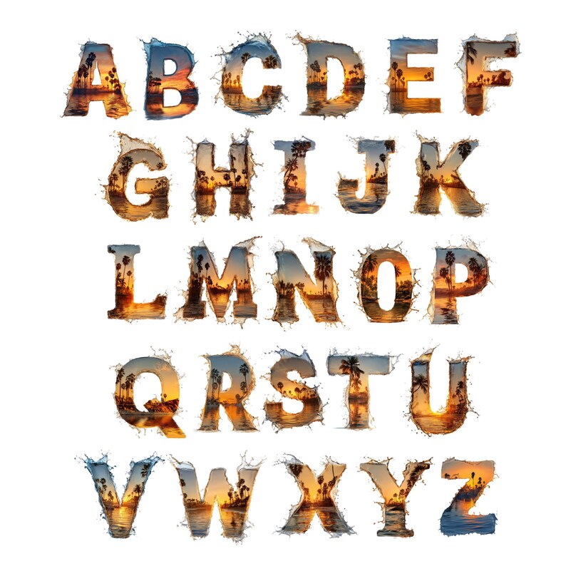 Summer Letters PNG, Sunset Beach Letters , Beach Alphabet, Summer Vibes ...