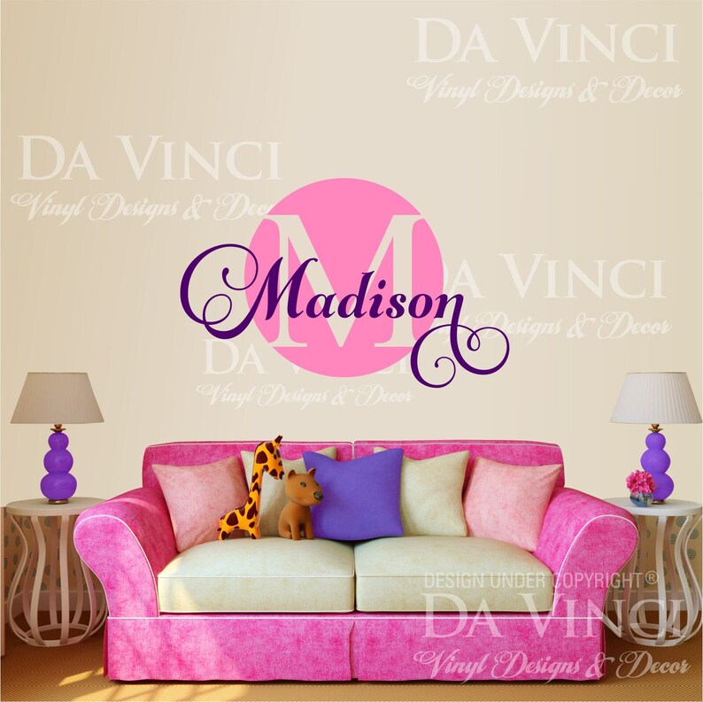 Custom Name Monogram Initial Letters Vinyl Wall Room Decal Sticker ...