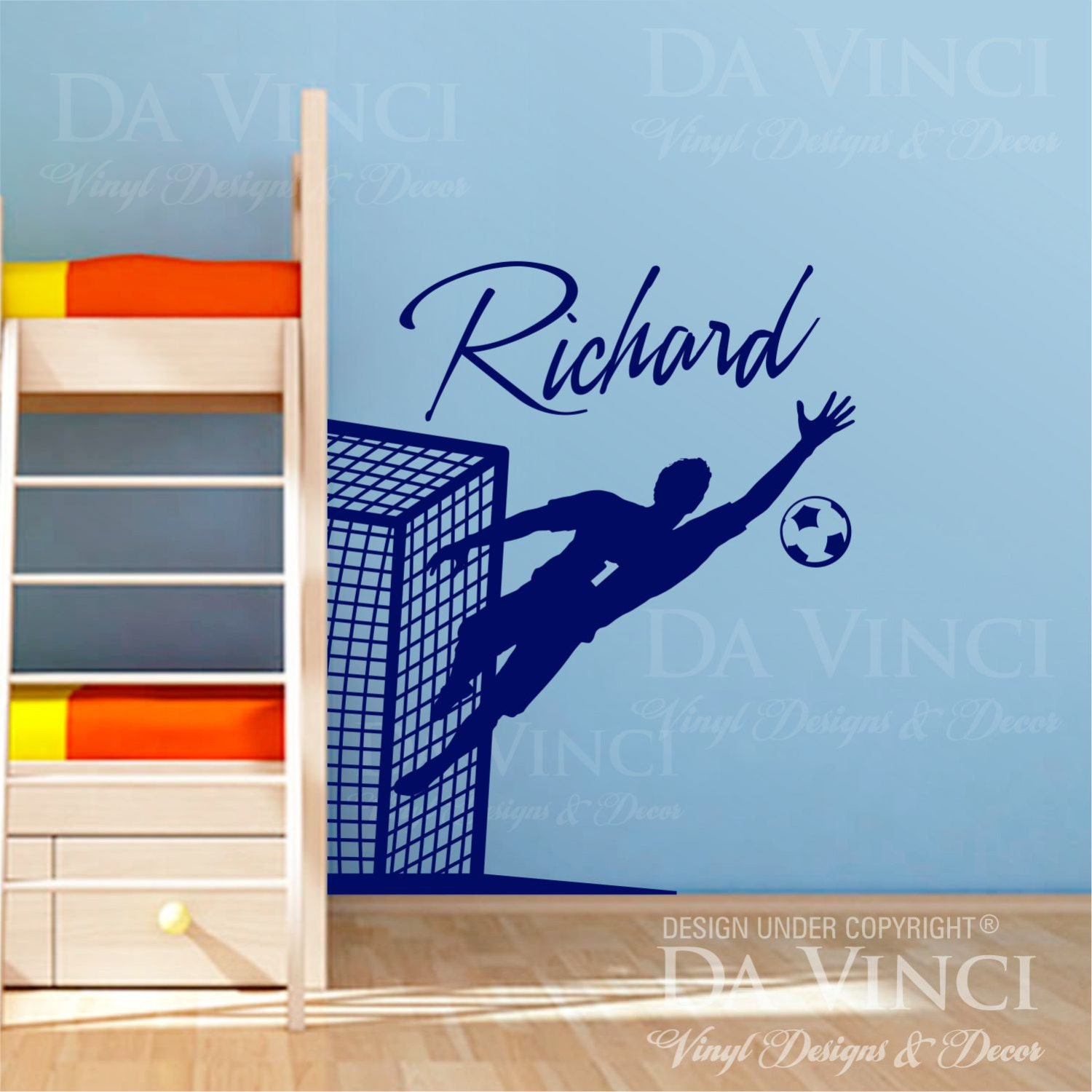 Soccer Player Goalkeeper Decal Custom Name Wall Personalized | Etsy