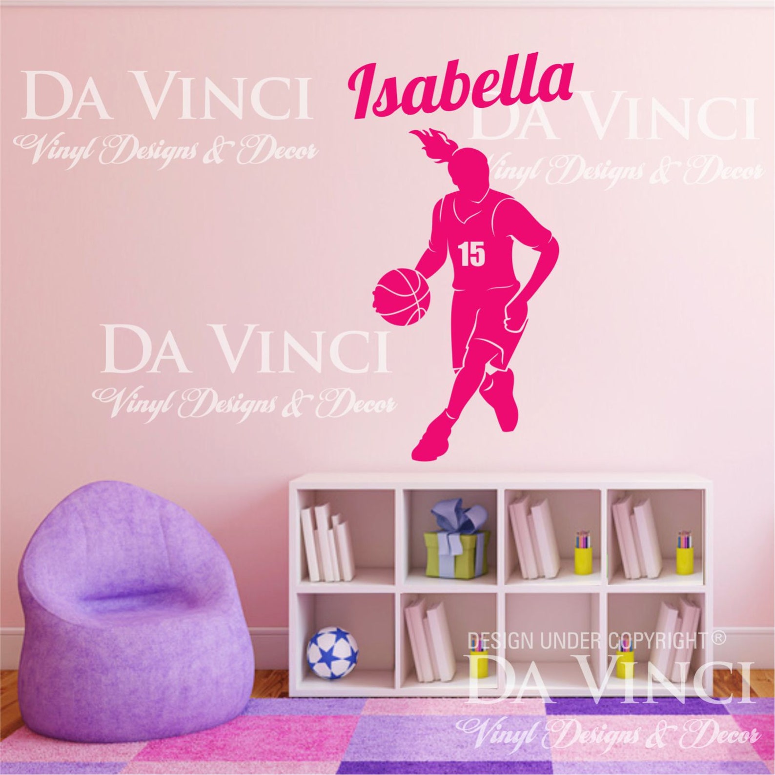 Basketball Player Dribbling Decal Girl Custom Name Wall - Etsy