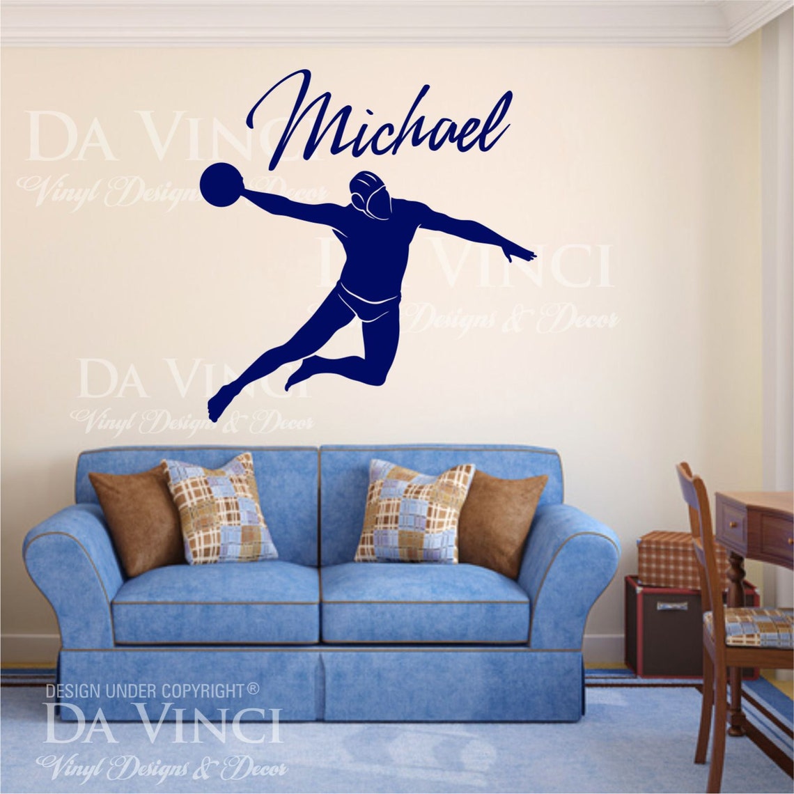 Water Polo Player Decal Custom Name Wall Personalized Vinyl Sticker ...