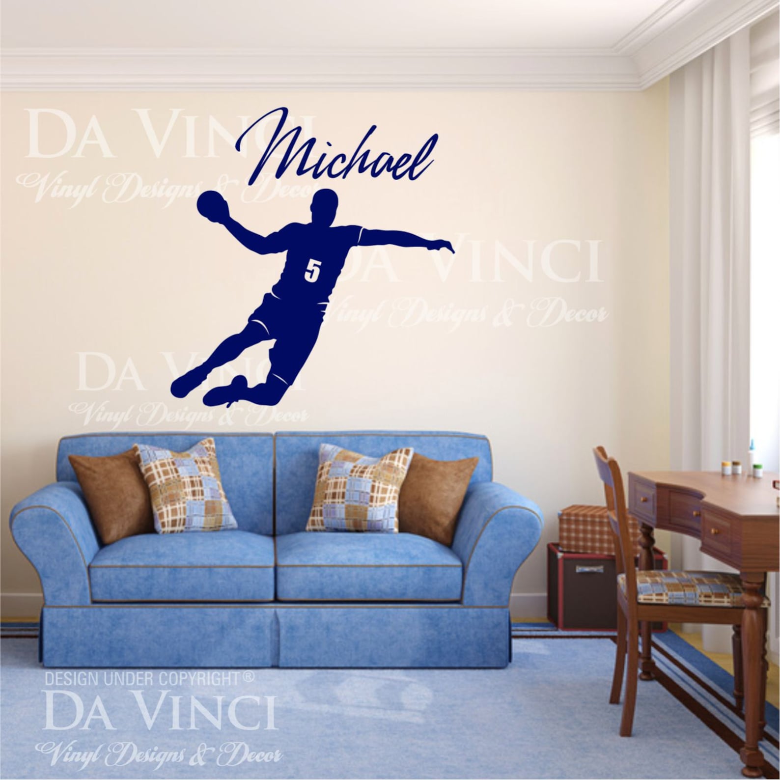 Handball Player Decal Custom Name Wall Personalized Vinyl | Etsy