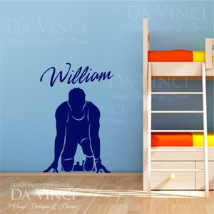 Track Field Runner Athletic Decal Custom Name Wall Personalized Vinyl ...