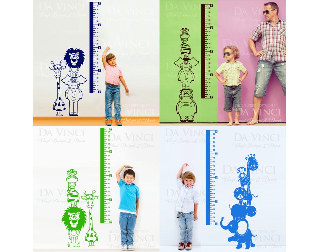 Height Chart Wall Decal Sticker Vinyl Animals Safari Baby Kid Boy Room ...