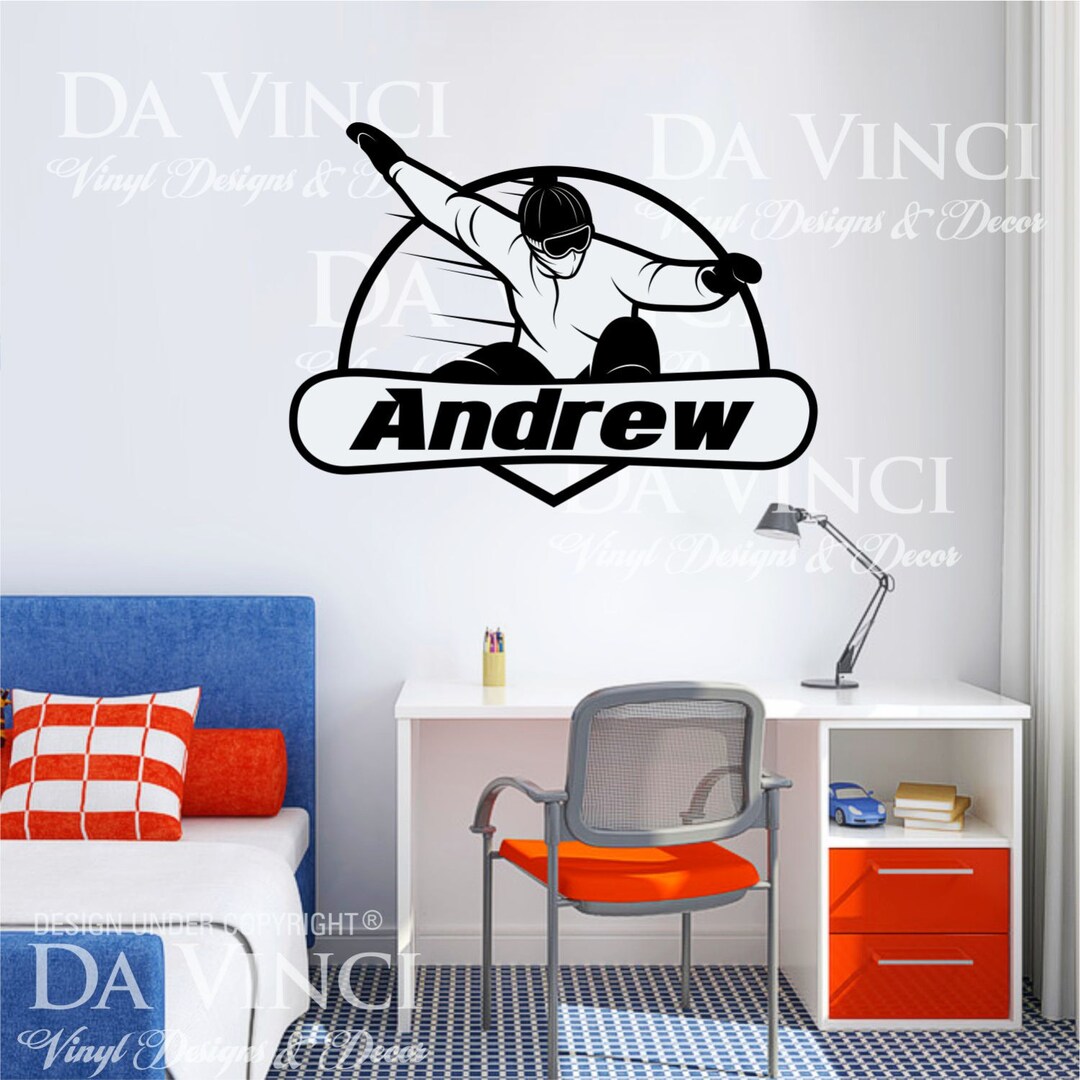 Snowboard Snowboarding Decal Custom Name Wall Personalized Vinyl ...
