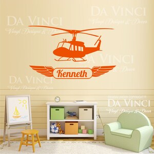 Helicopter Airplane Planes Wall Room Custom Name Vinyl Wall Decal ...