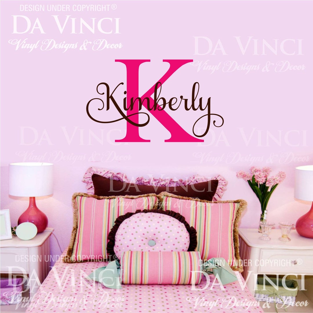Custom Name Monogram Initial Letters Vinyl Wall Room Decal Sticker ...