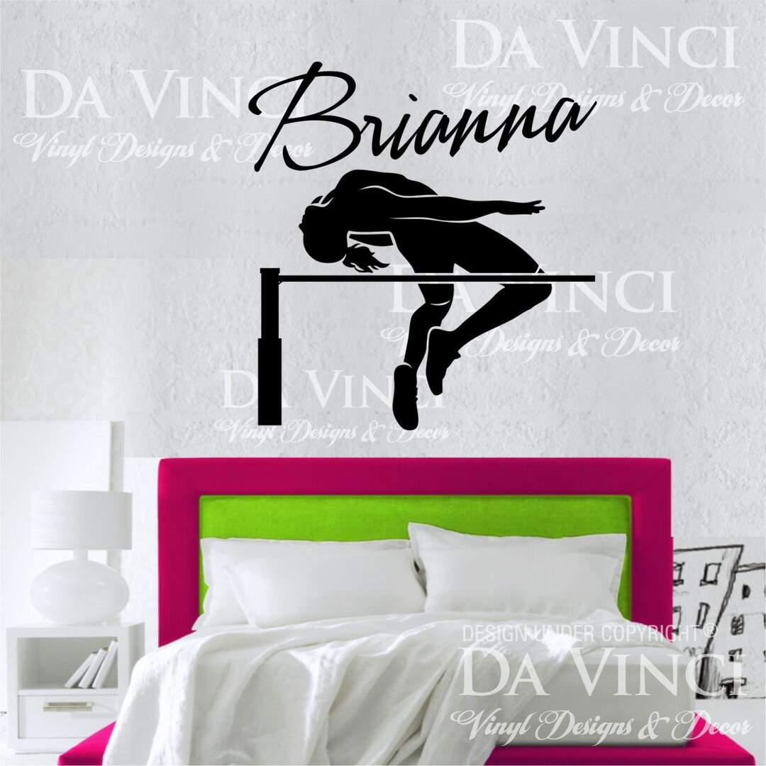 High Jump Track Field Decal Custom Girl Name Wall Personalized Vinyl ...