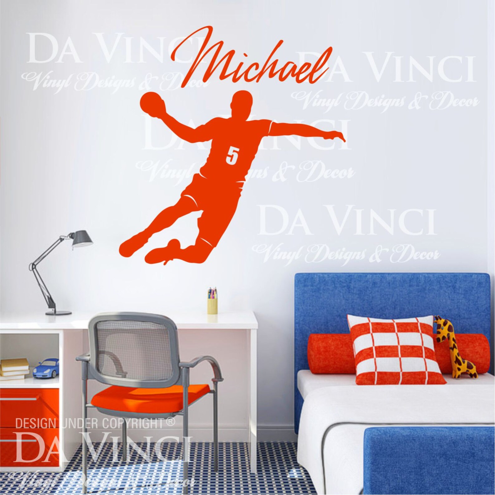 Handball Player Decal Custom Name Wall Personalized Vinyl | Etsy