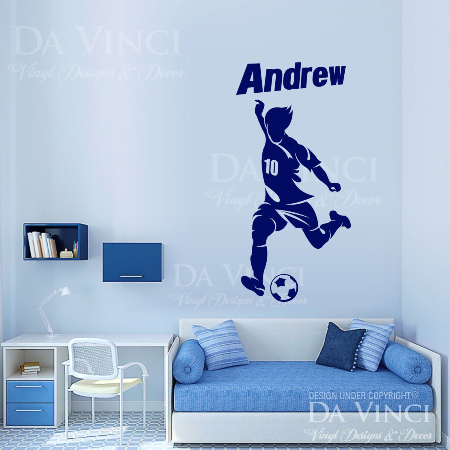 Soccer Player Decal Custom Name Wall Room Personalized Vinyl | Etsy