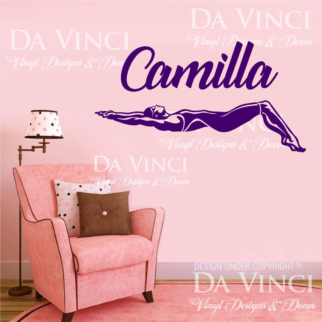 Swim Swimmer Swimming Decal Girl Custom Name Wall Personalized Vinyl ...