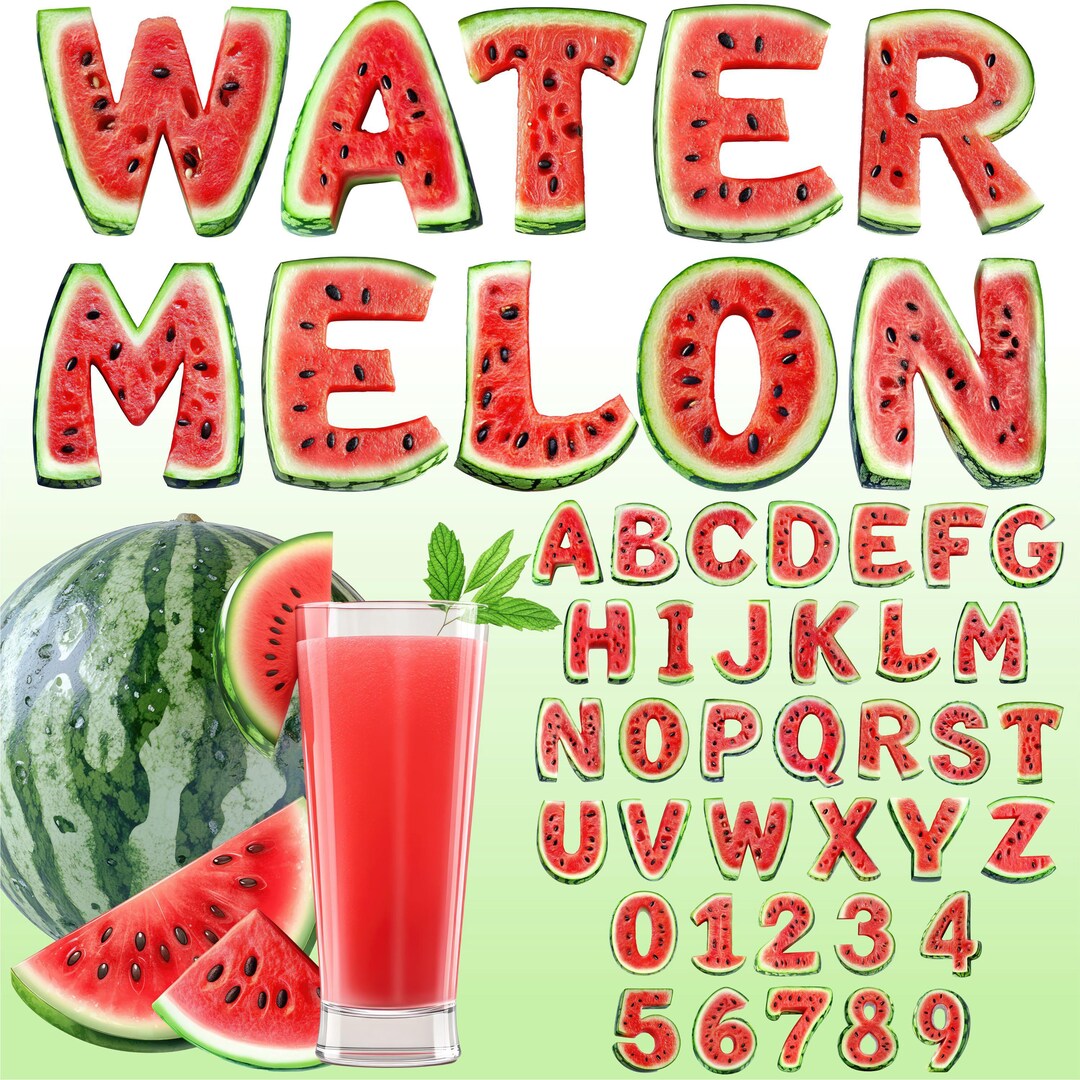 Watermelon Letters PNG, Watermelon Letters, Summer Letters, 3D ...