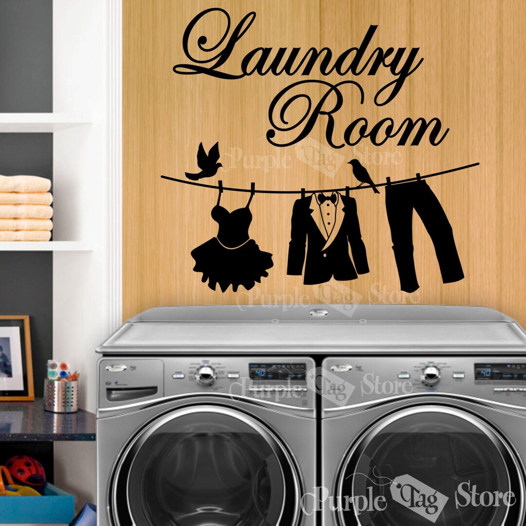 Laundry Room Clothesline Vinyl Art Home Wall Quote Decal Sticker ...