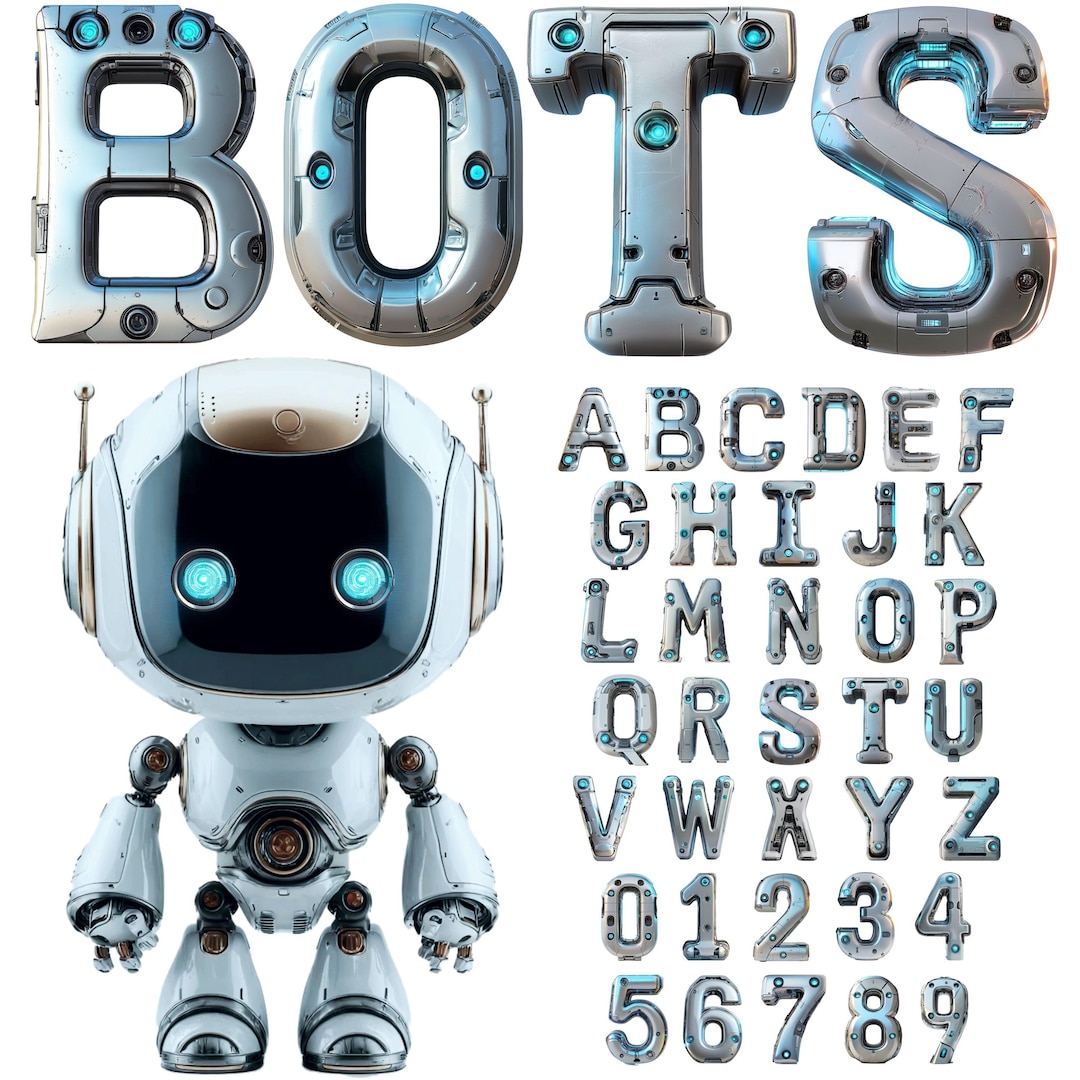 Robot Letters PNG, Bot Letters, Tech Theme Letters, Futuristic Theme ...