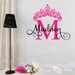 Princess Custom Name Monogram Initial Crown Vinyl Wall Room Decal ...