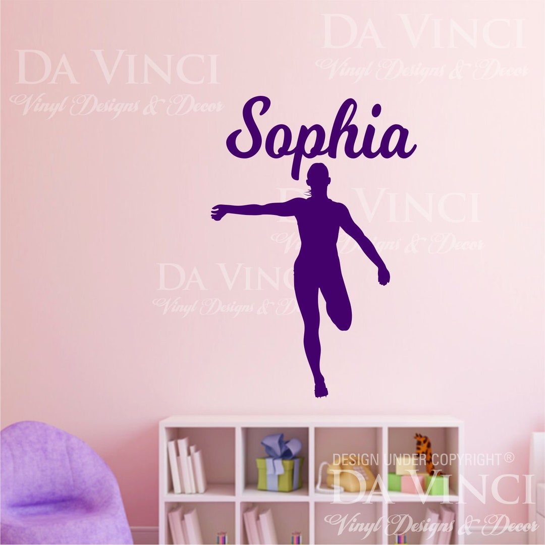 Track Field Runner Athletic Decal Custom Girl Name Personalized Vinyl ...