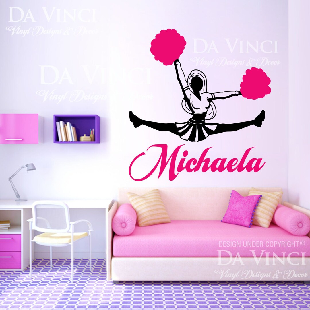 Cheerleader Cheer Sports Room Personalized Custom Girl Women Name Vinyl ...