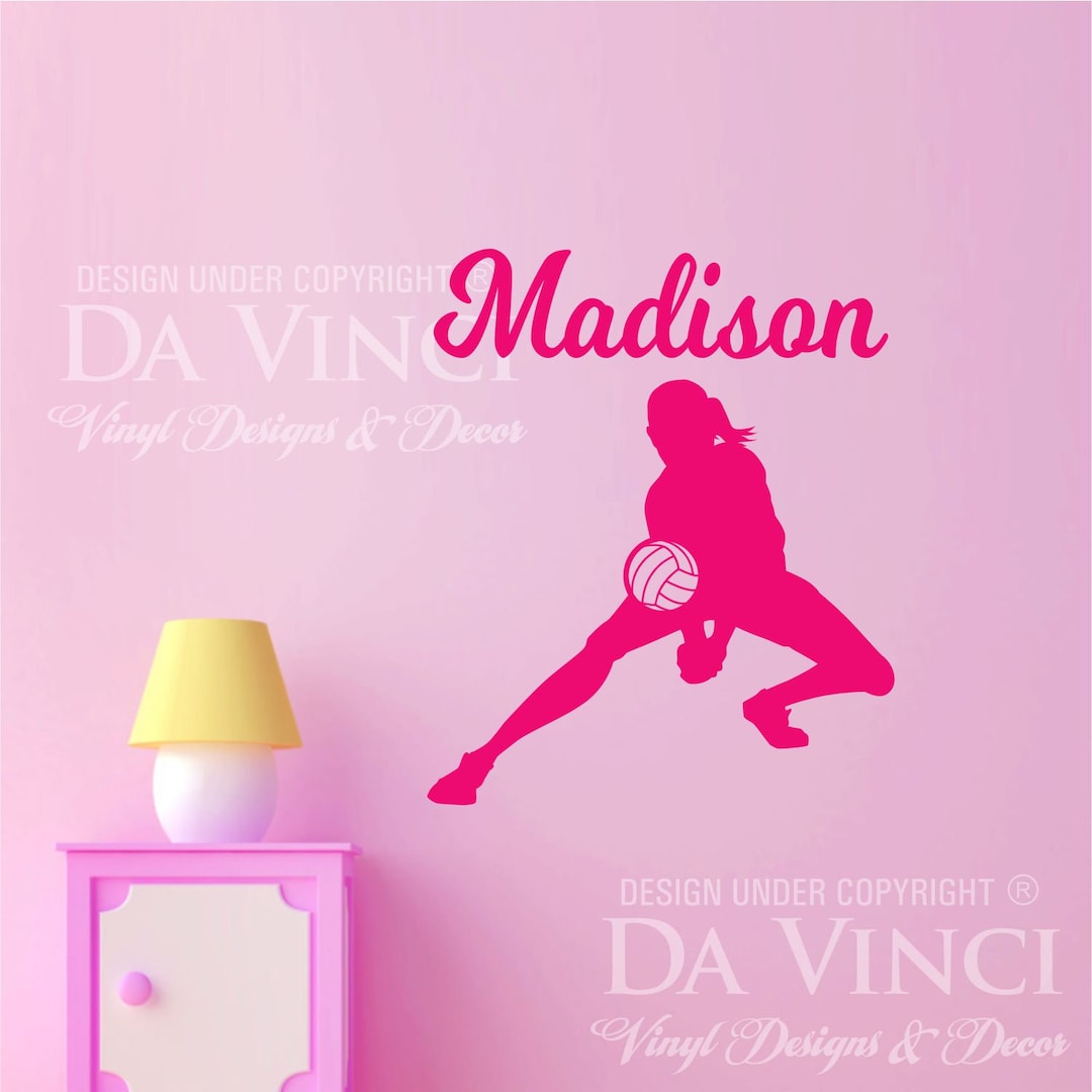 Volleyball Player Decal Girl Custom Name Wall Personalized Vinyl ...
