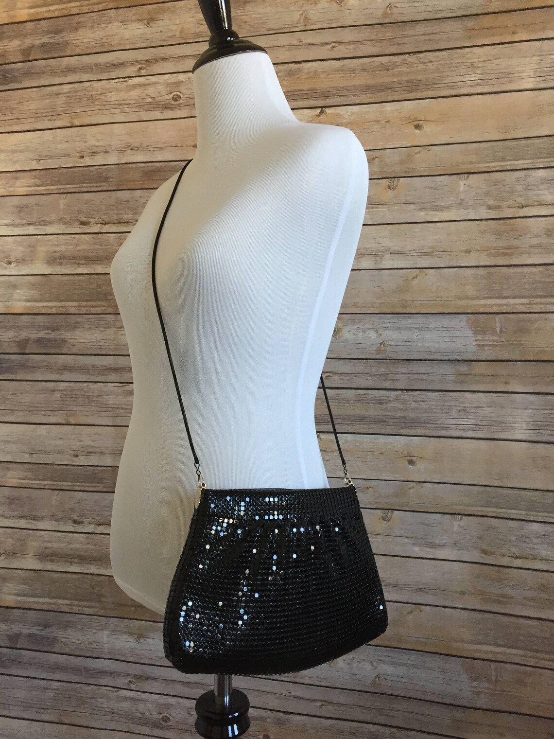 Black Enamel Metal Mesh Purse Vintage Clutch Gold Toned | Etsy